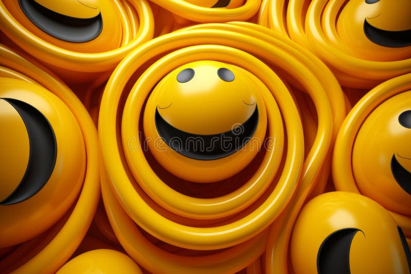 A Yellow Smiley Face Surrounded by Yellow Circles Stock Illustration ...