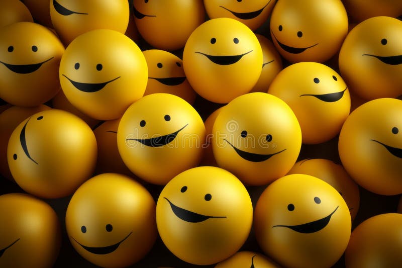 Many Yellow Smiley Faces are Arranged in a Pile Stock Photo - Image of ...