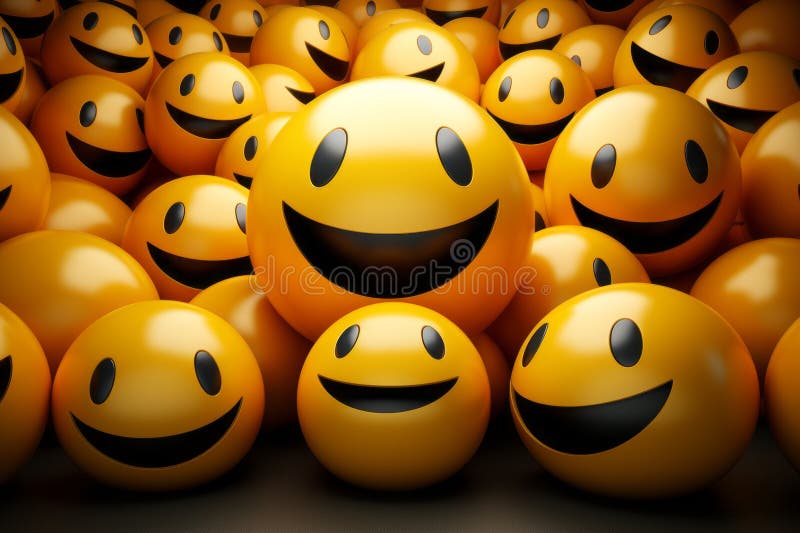 Many Yellow Smiley Faces are Grouped Together Stock Image - Image of ...