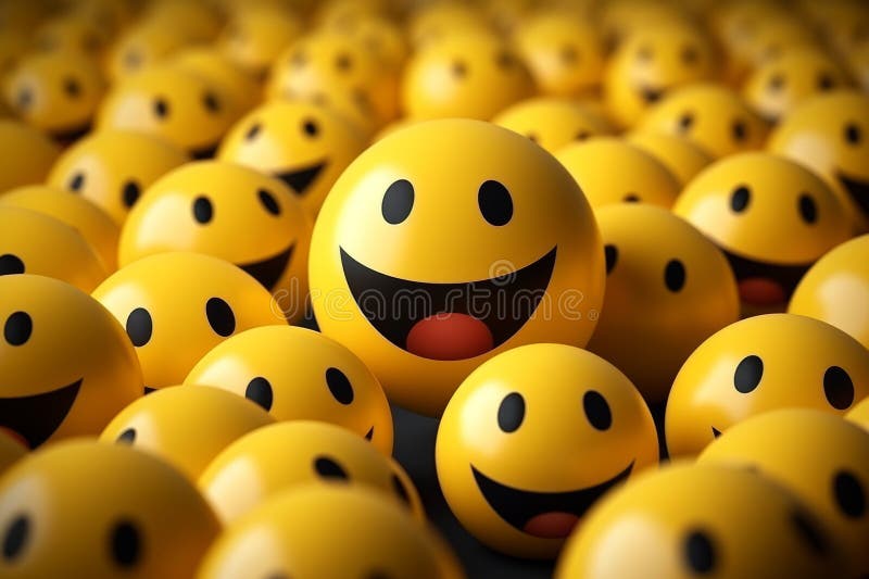 Many Yellow Smiley Faces are Standing in Front of Each Other Stock ...