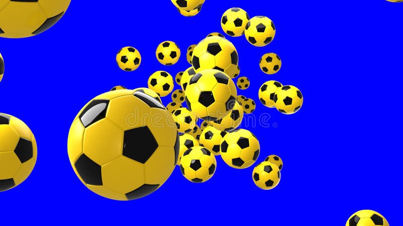 Yellow Soccer Ball on Blue Chroma Key Background. Stock Footage - Video ...