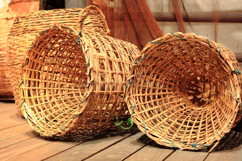 Many yellow Wicker Basket stock image. Image of craft - 17643449