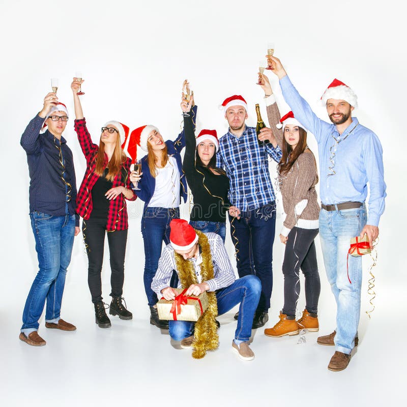 Many Young Women and Men Drinking at Christmas Party Stock Photo ...