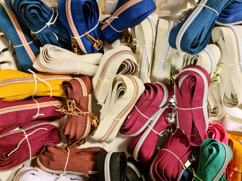 Many Zips in Different Colours Stock Photo - Image of colorful, metal ...