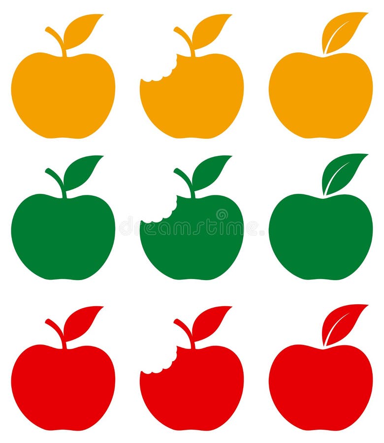 Manzana mordida y entera ilustración del vector. Ilustración de ...