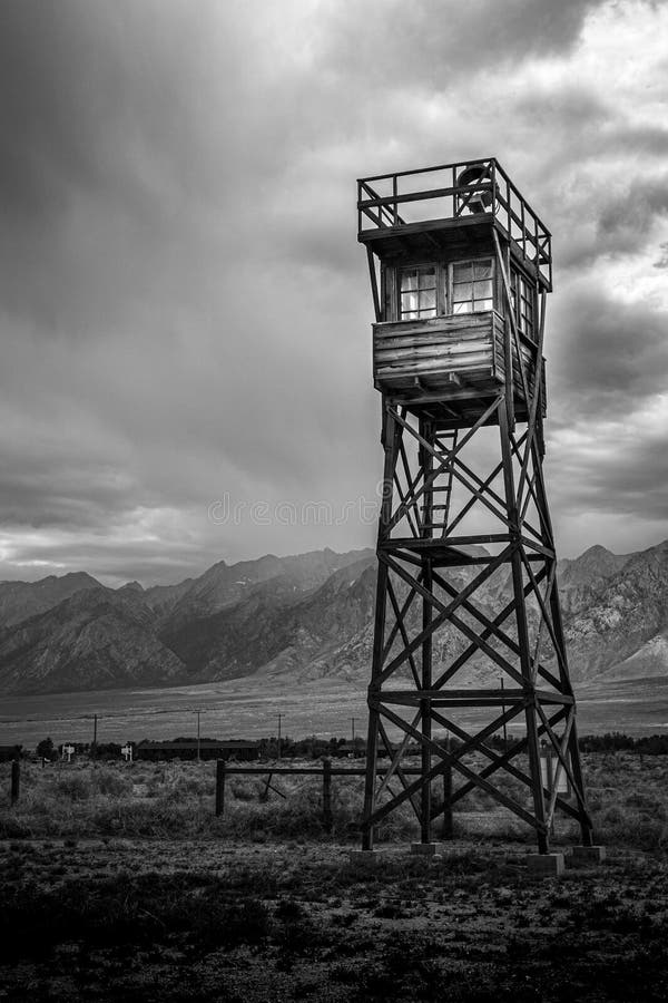 Manzanar Guard Tower stock photo. Image of perimeter - 330099396