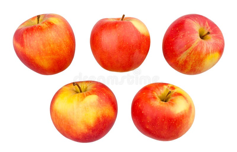 198 Cinco Manzanas Rojas Aisladas En El Fondo Blanco Fotos de stock ...