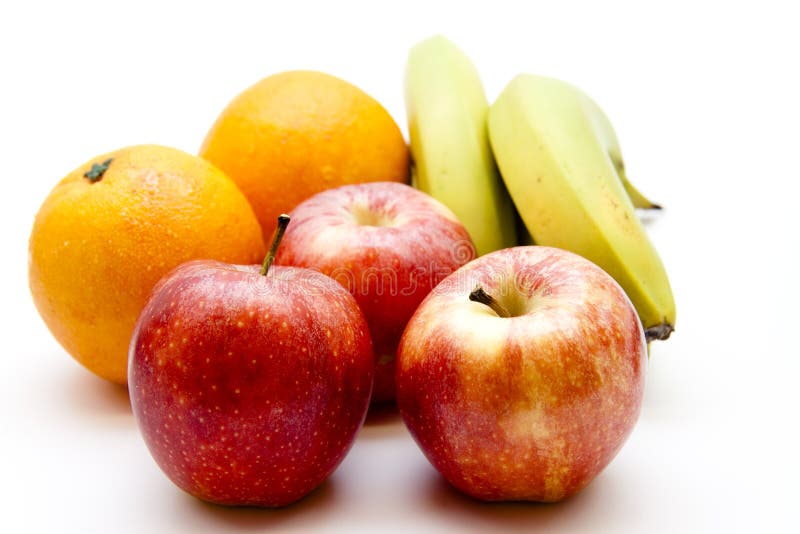 Plátanos Y Manzanas Y Naranjas Imagen de archivo - Imagen de blanco ...