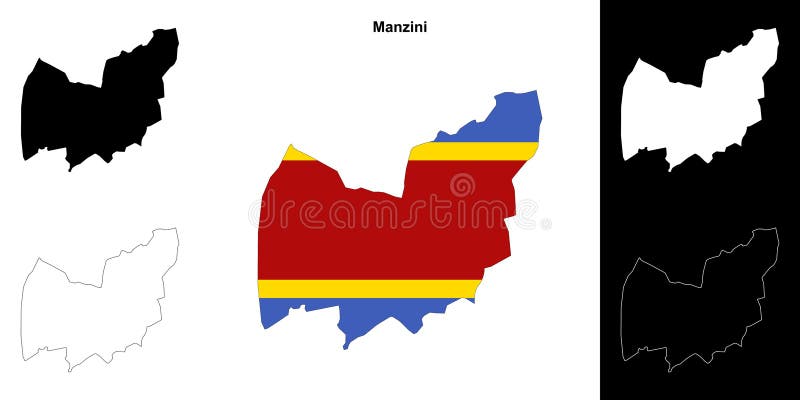 Manzini outline map stock vector. Illustration of region - 356557536