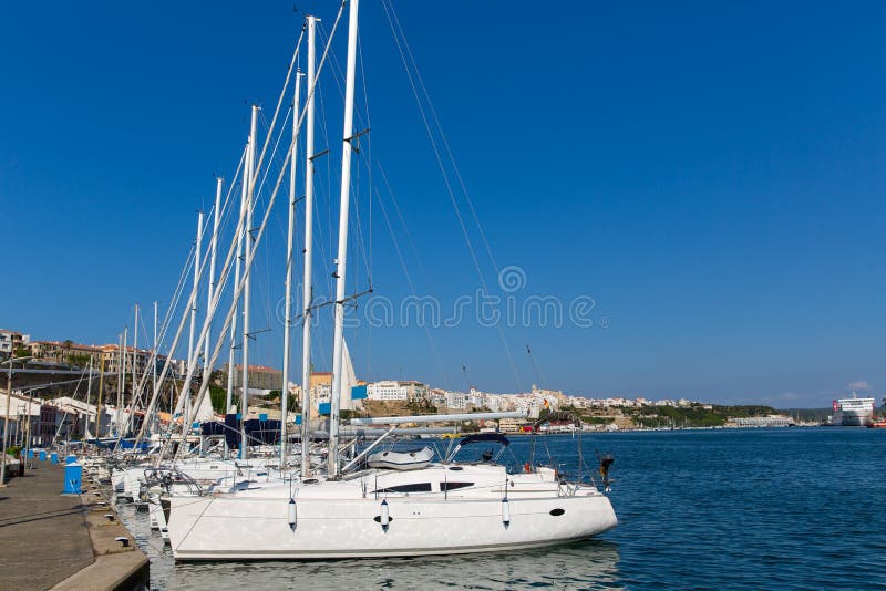 Mao Port of Mahon in Menorca at Balearic Islands Stock Photo - Image of ...