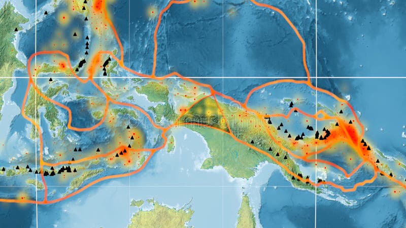 Maoke Plate Outlined, Kavrayskiy Projection - Topographic Stock ...