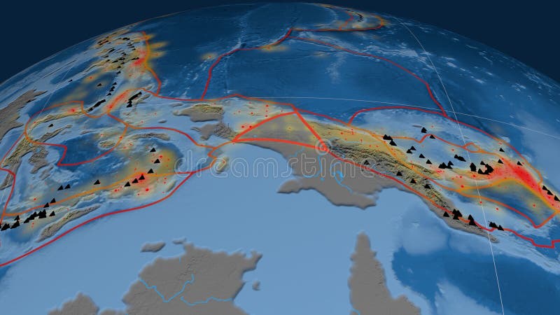 Maoke Plate Outlined - Topo and Bathy Stock Illustration - Illustration ...