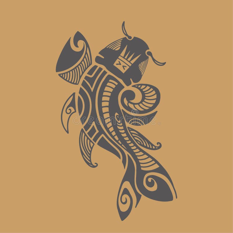 Maori Patterned Fish Tattoo Design Stock Vector - Illustration of ...