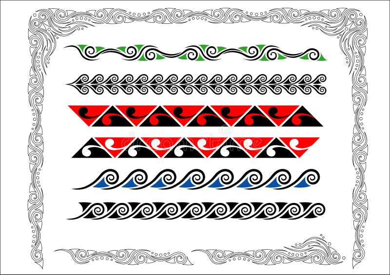 Koru Patterns Traditional Maori Kōwhaiwhai Red Pattern