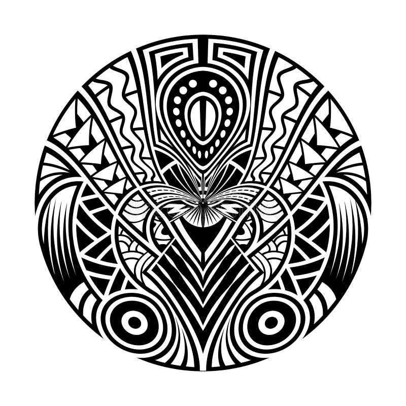 Maori Polynesian Ethnic Circle Tattoo Shape Stock Vector - Illustration ...