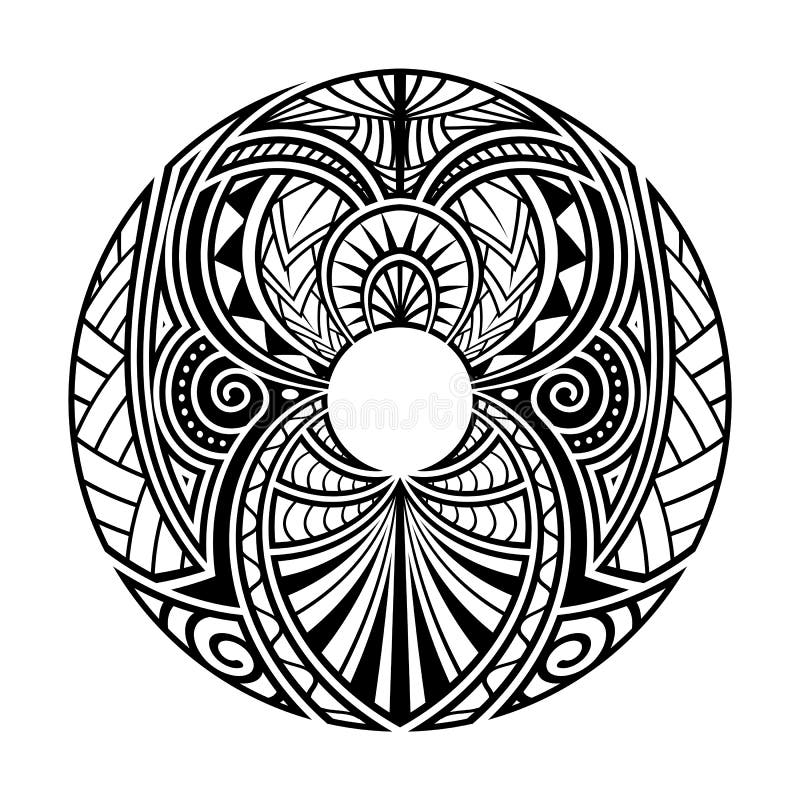 Maori Polynesian Ethnic Circle Tattoo Shape Stock Vector - Illustration ...