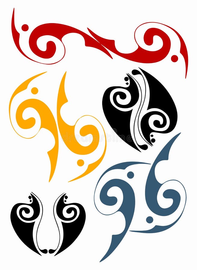 Maori Tattoo Flash Set. Set of Labels and Elements. Vector Set ...