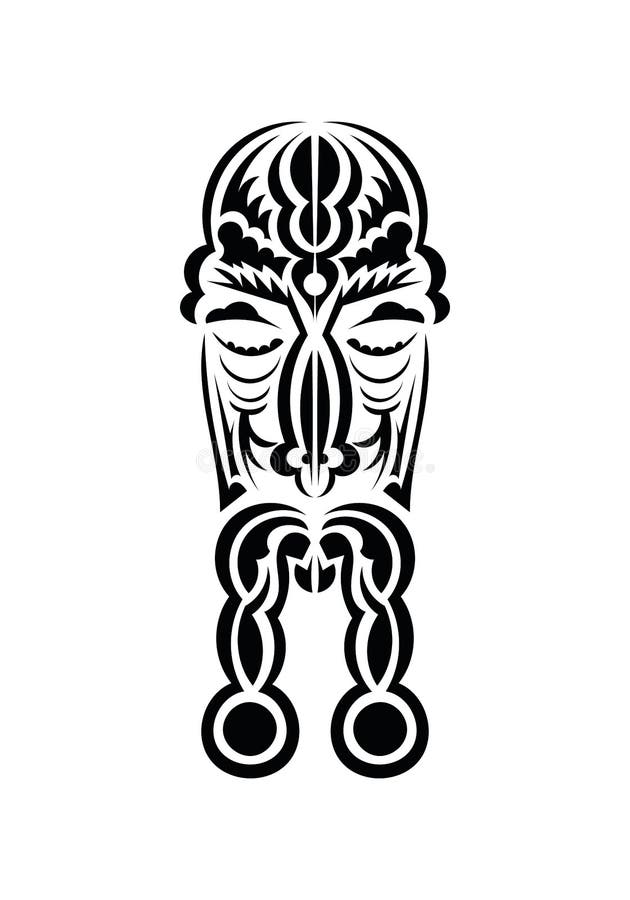 Maori Style Face. Black Tattoo Patterns. Flat Style. Vector ...