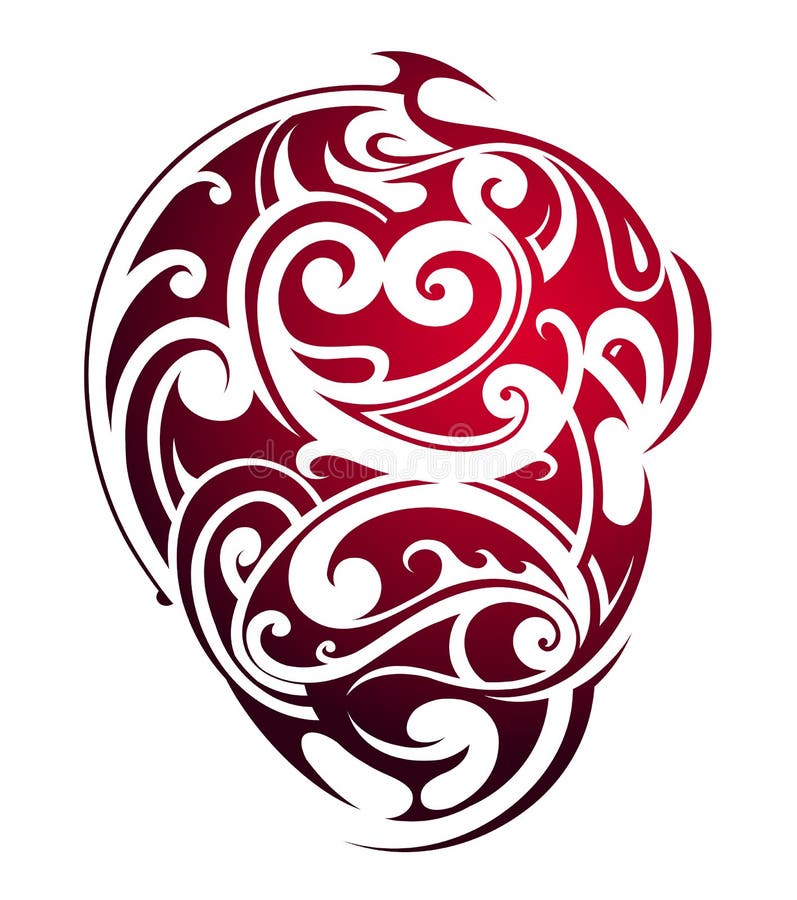 Maori Style Heart Shape Tattoo Stock Vector - Illustration of folk ...