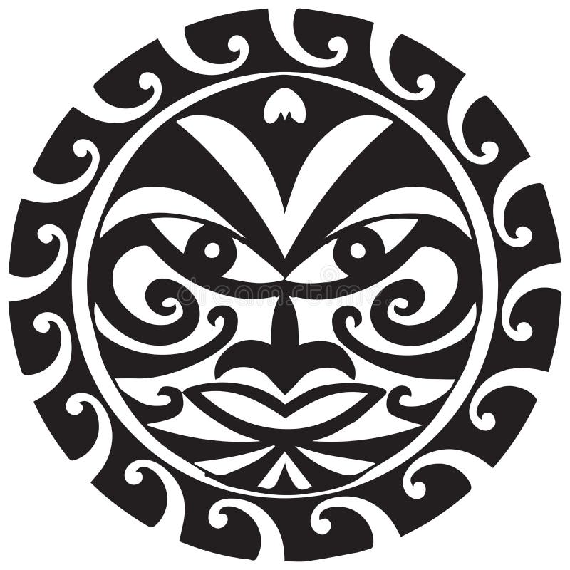 Maori Sun Tattoo Flash. Set of Labels and Elements. Vector Set ...