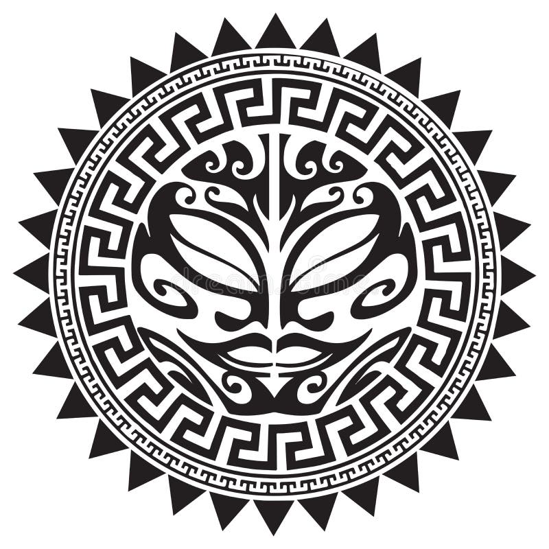 Maori Sun Tattoo Flash. Set of Labels and Elements. Vector Set ...