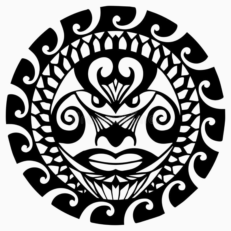 Maori Sun Tattoo Flash. Set of Labels and Elements. Vector Set ...