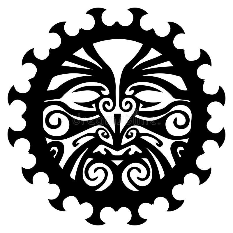 Maori Sun Tattoo Flash. Set of Labels and Elements. Vector Set ...