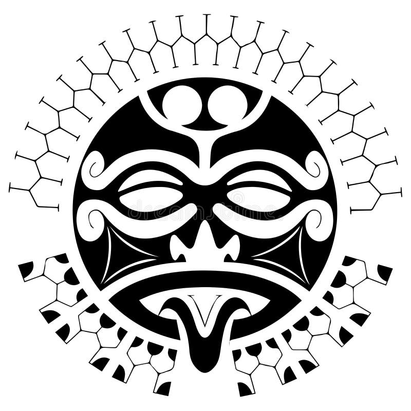 Maori Sun Tattoo Flash. Set of Labels and Elements. Vector Set ...