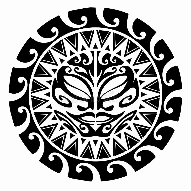 Maori Sun Tattoo Flash. Set of Labels and Elements. Vector Set ...