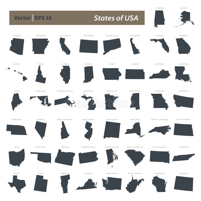States of US Map Set Vector Template Illustration Design Stock Vector ...