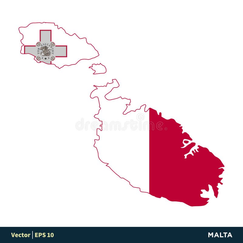 Malta - Europe Countries Map and Flag Vector Icon Template Illustration ...