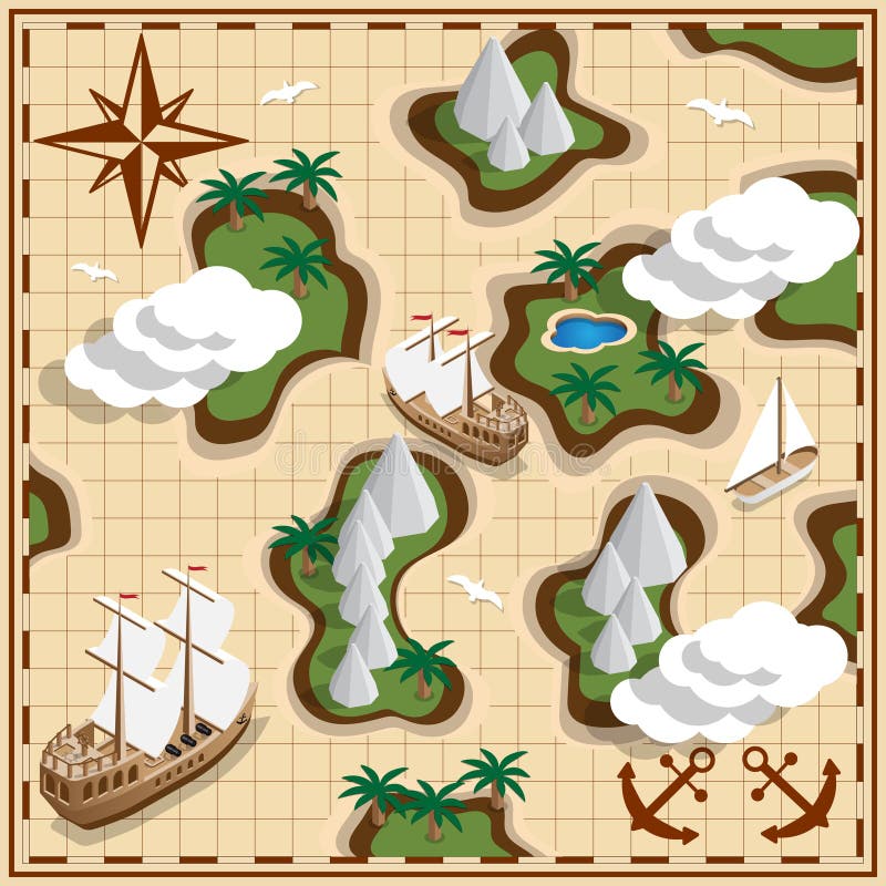 Tropical Islands on the Map. Stock Vector - Illustration of island ...