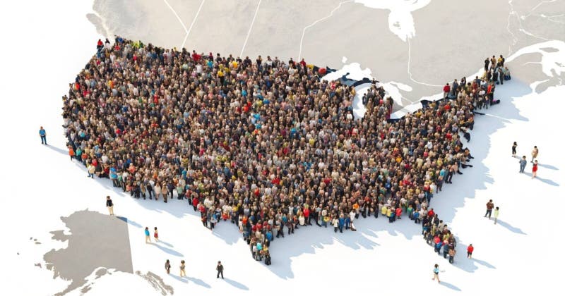 Split in US Politics Concept Vector Illustration. USA Map Made of Many ...