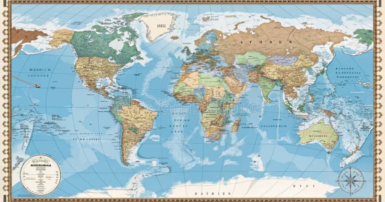 Detailed World Map Countries Cities Stock Illustrations – 2,011 ...