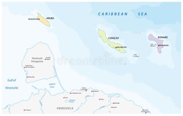 Map of the ABC Islands in the Caribbean Sea Stock Illustration ...