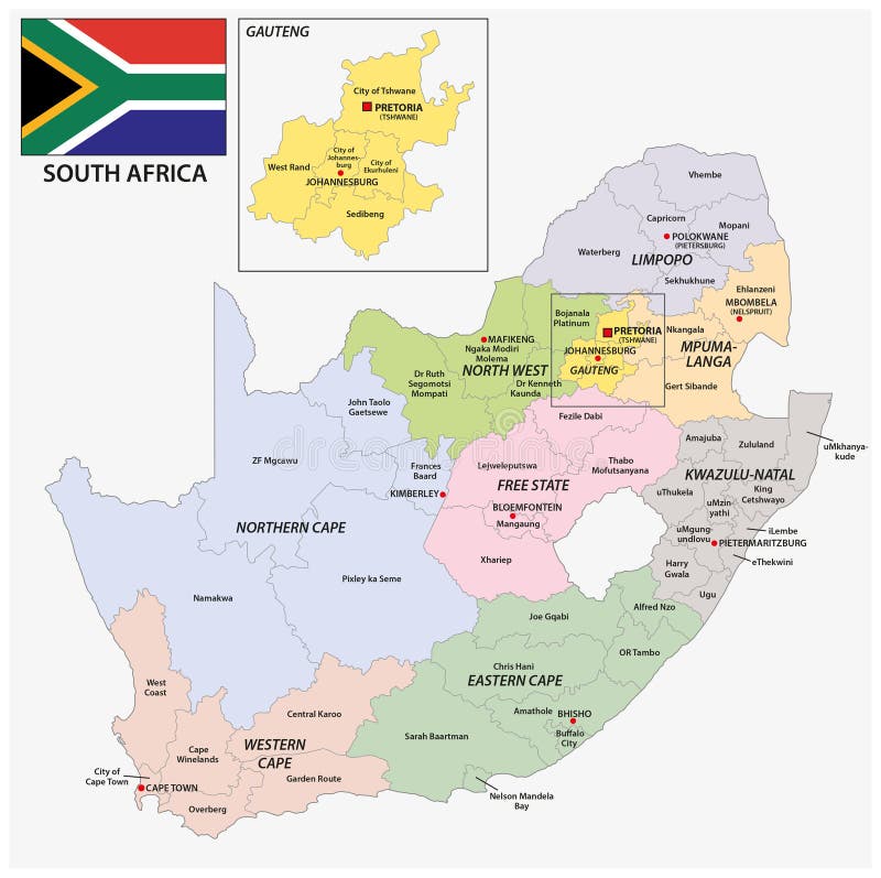 Map of the Administrative Divisions of South Africa Stock Illustration ...