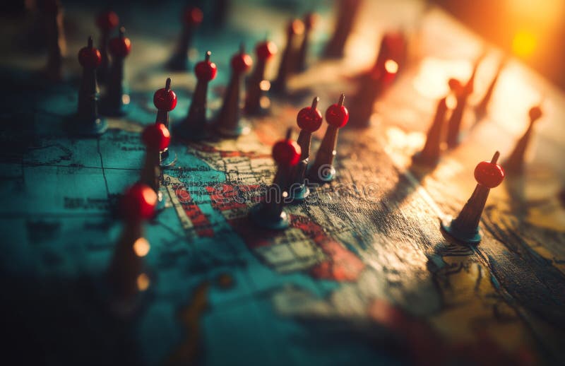 A Map Adorned with Multiple Red Location Pins, Depicting Routes and ...