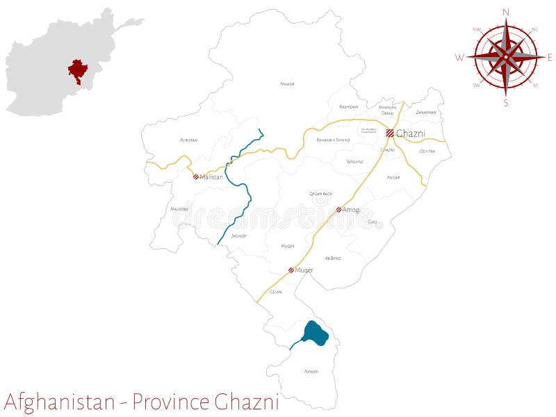 Map of the Afghan Province of Ghazni Stock Vector - Illustration of ...