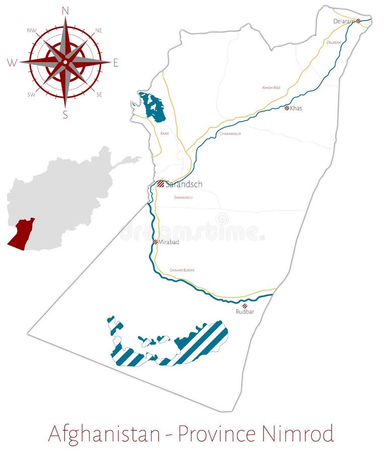 Map of the Afghan Province of Nimrod Stock Vector - Illustration of ...