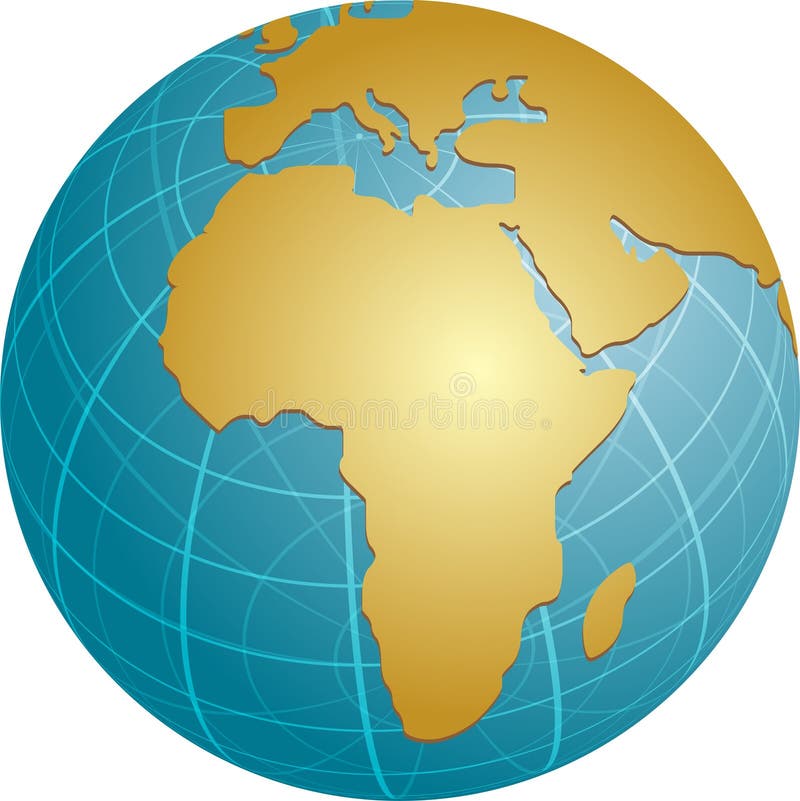 Map of Africa on globe stock vector. Illustration of blue - 6012368