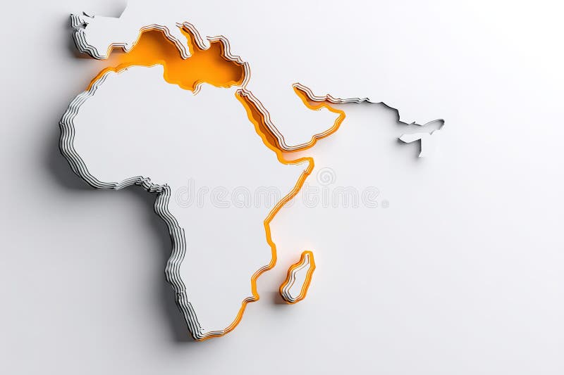 Map of Africa Outlined with Distinct Layers Highlighting Its ...