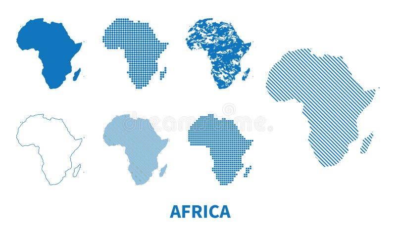 Map of Africa - Vector Set of Silhouettes in Different Patterns Stock ...