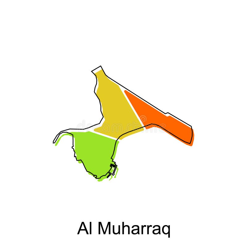 Map of the City of Muharraq, Kingdom of Bahrain Stock Vector ...