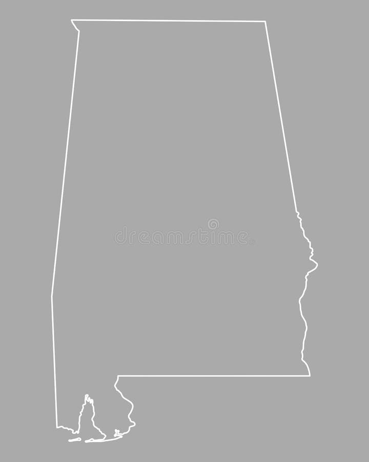 Map The State Of Alabama In Gray On A White Background Stock ...