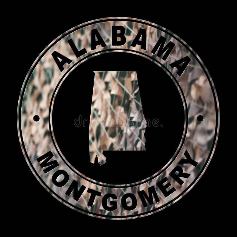 Map of Alabama, Military Stamp Stock Illustration - Illustration of ...