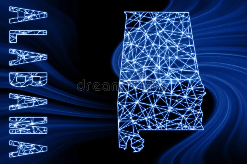 Map of Alabama, Polygonal Mesh Line Map Stock Illustration ...