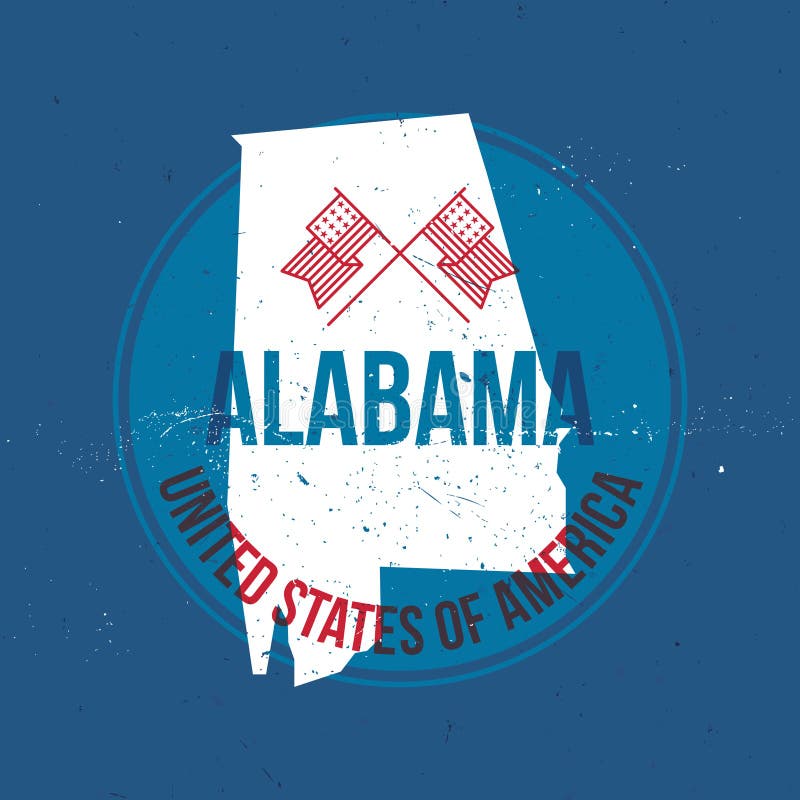 Map of Alabama State Label. Vector Illustration Decorative Design Stock ...