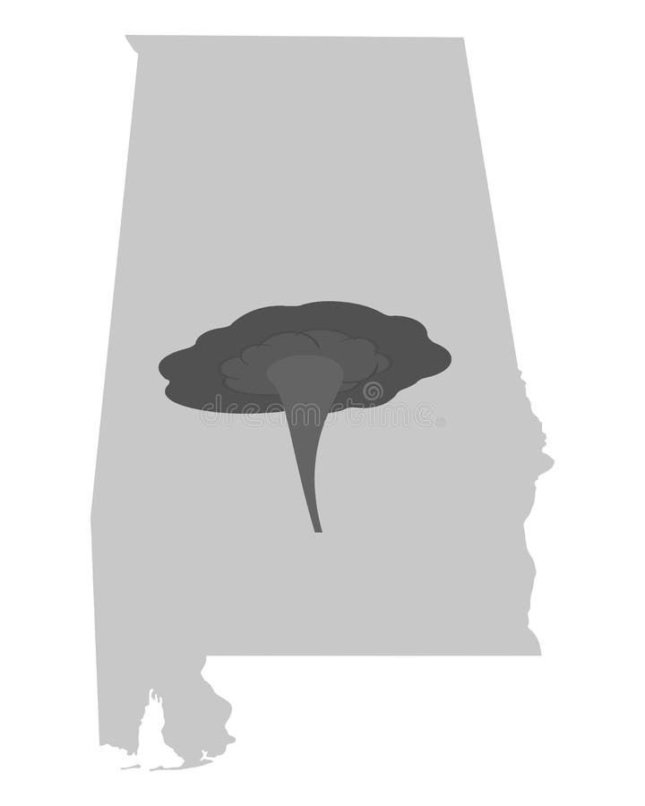 Map of Alabama and Tornado Symbol Stock Vector - Illustration of ...