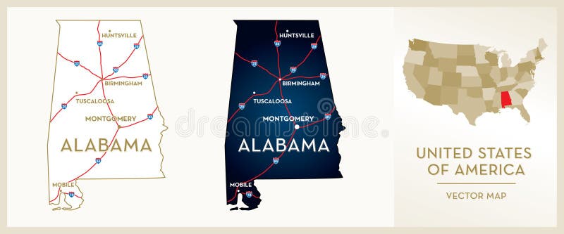 Alabama Interstate Highway Map Stock Illustration - Illustration of ...
