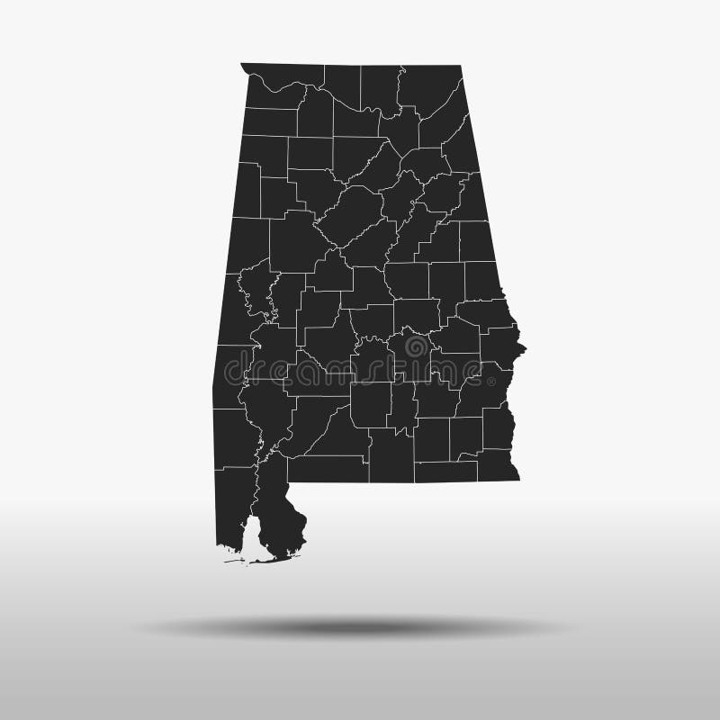 Map of the Alabama stock vector. Illustration of silhouette - 204691926
